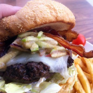 The Apple Bacon Burger - DudeFoods.com - Food Recipes & Videos