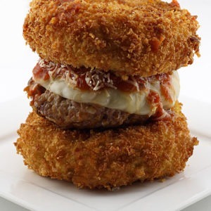 The Deep Fried Spaghetti Bun Burger - DudeFoods.com - Food Recipes & Videos