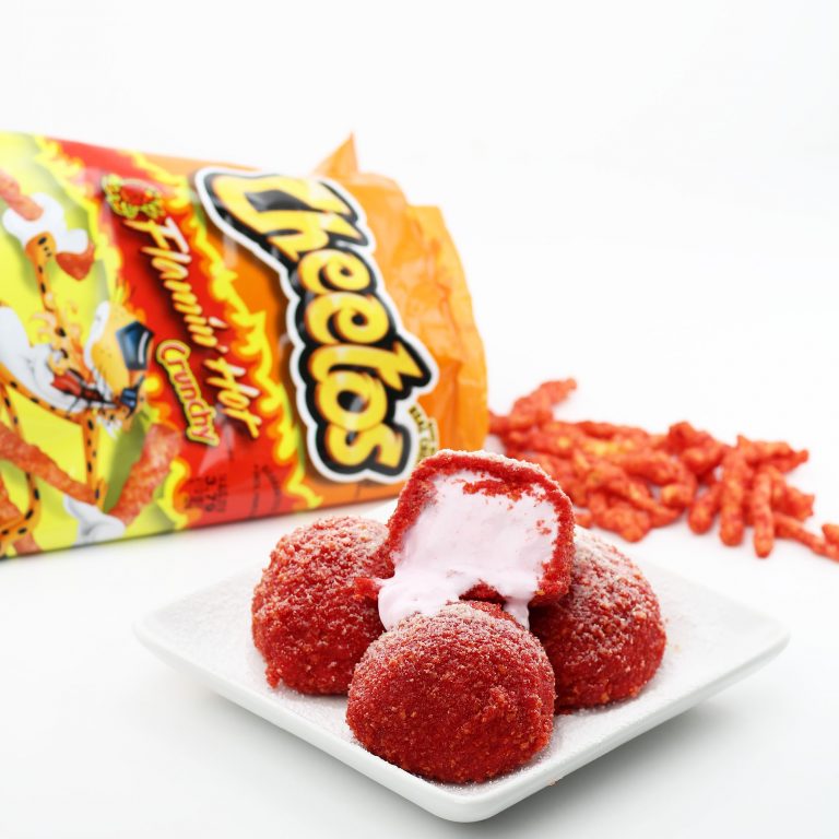 Flamin’ Hot Cheetos Breaded Deep Fried Ice Cream - DudeFoods.com - Food ...
