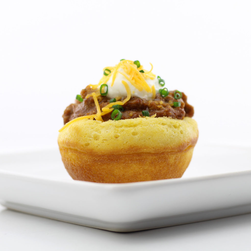 Chili in Edible Cornbread Bowls - DudeFoods.com - Food Recipes & Videos