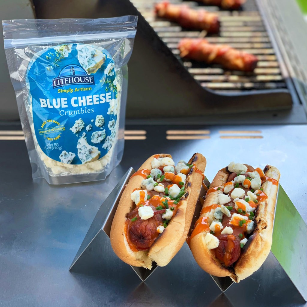 Bacon Wrapped Buffalo Blue Cheese Dogs - DudeFoods.com - Food Recipes ...