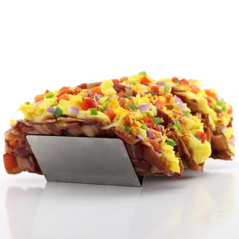 Bacon Weave Breakfast Tacos - DudeFoods.com - Food Recipes & Videos