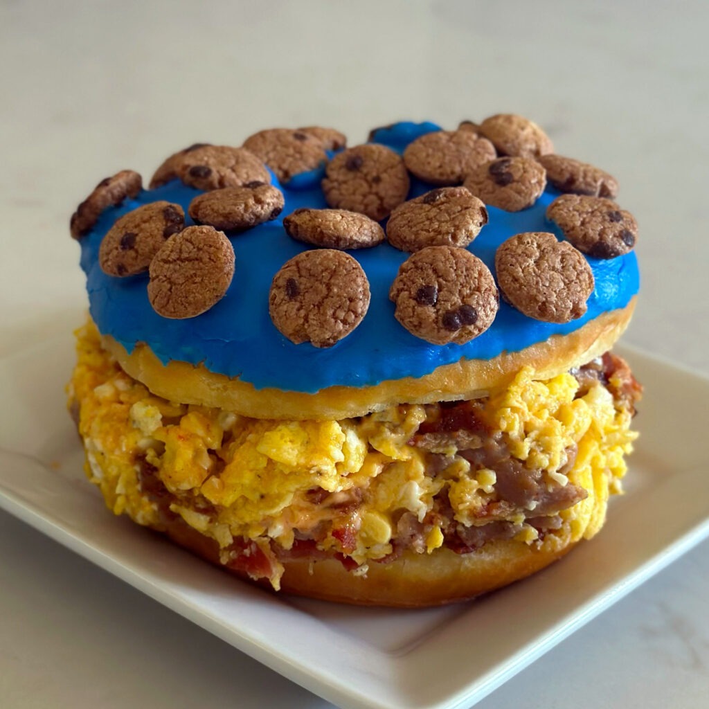 Chopped Breakfast Sandwiches With Doughnut Buns - DudeFoods.com - Food ...